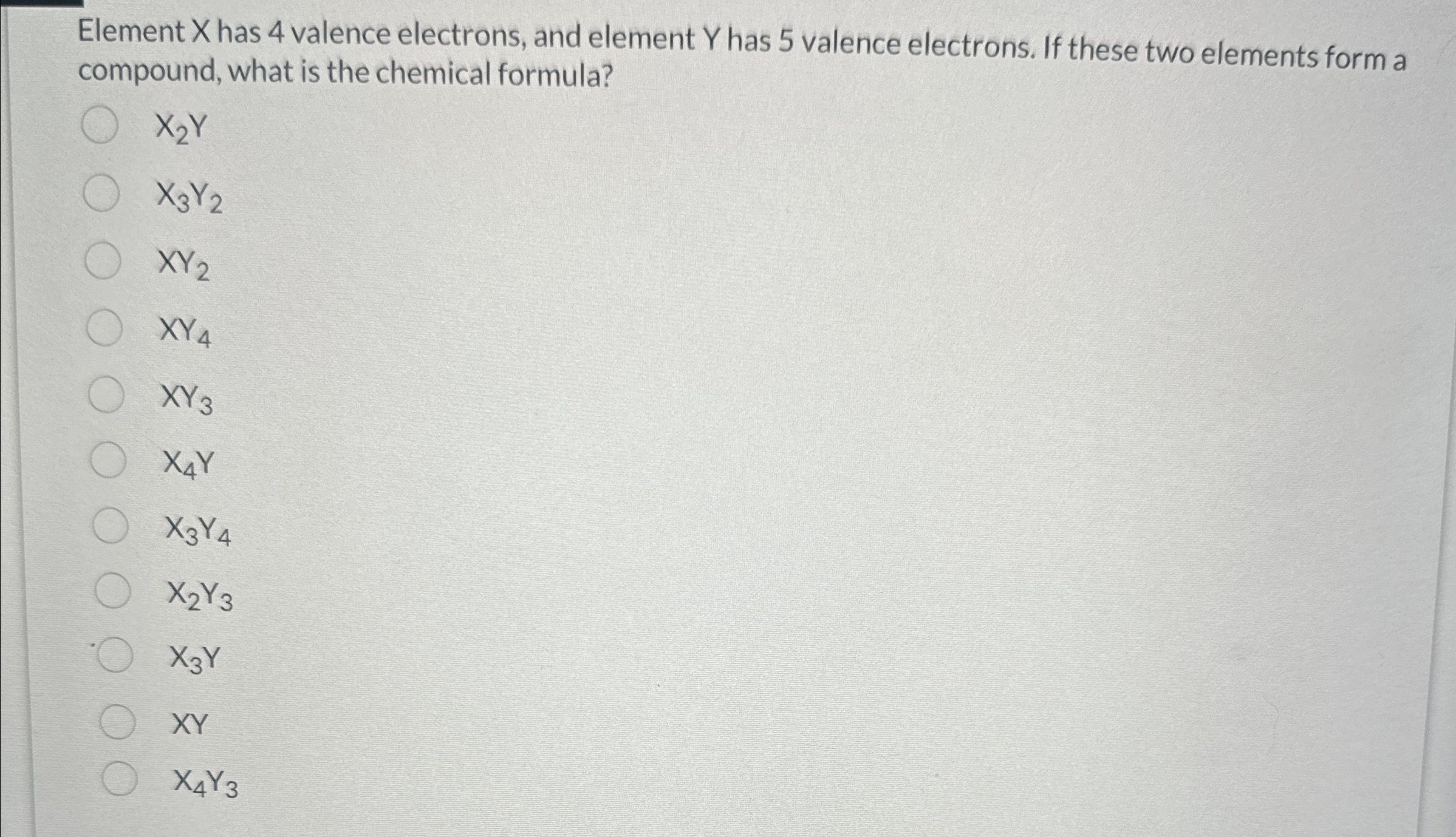 Element x ﻿has 4 ﻿valence electrons, and element Y | Chegg.com