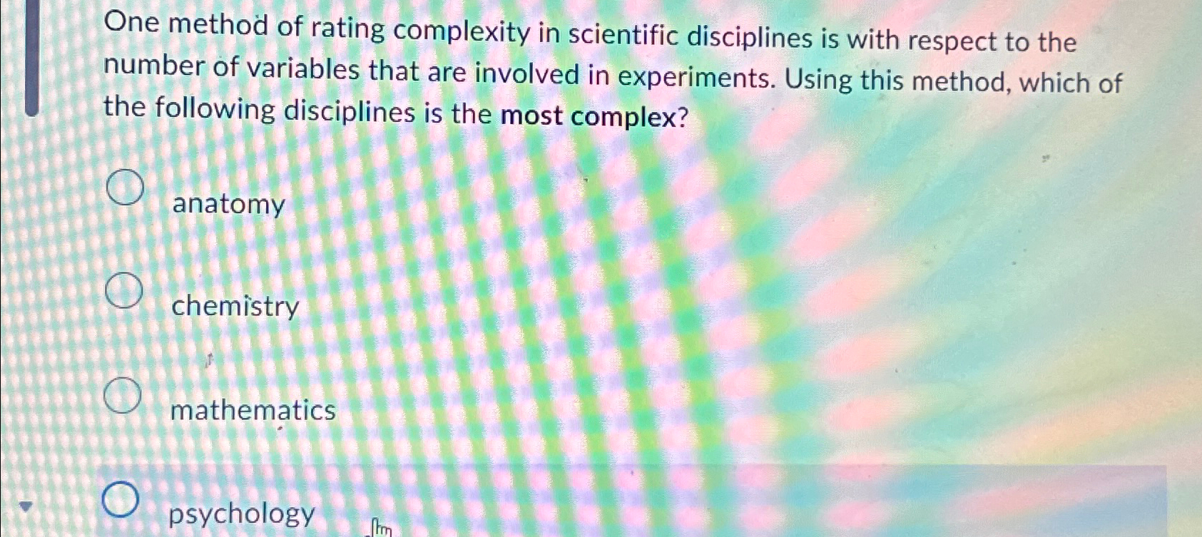 Solved One method of rating complexity in scientific | Chegg.com