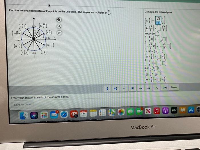 Solved Find the missing coordinates of the points on the | Chegg.com