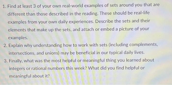 Solved 1. Find at least 3 of your own real-world examples of | Chegg.com