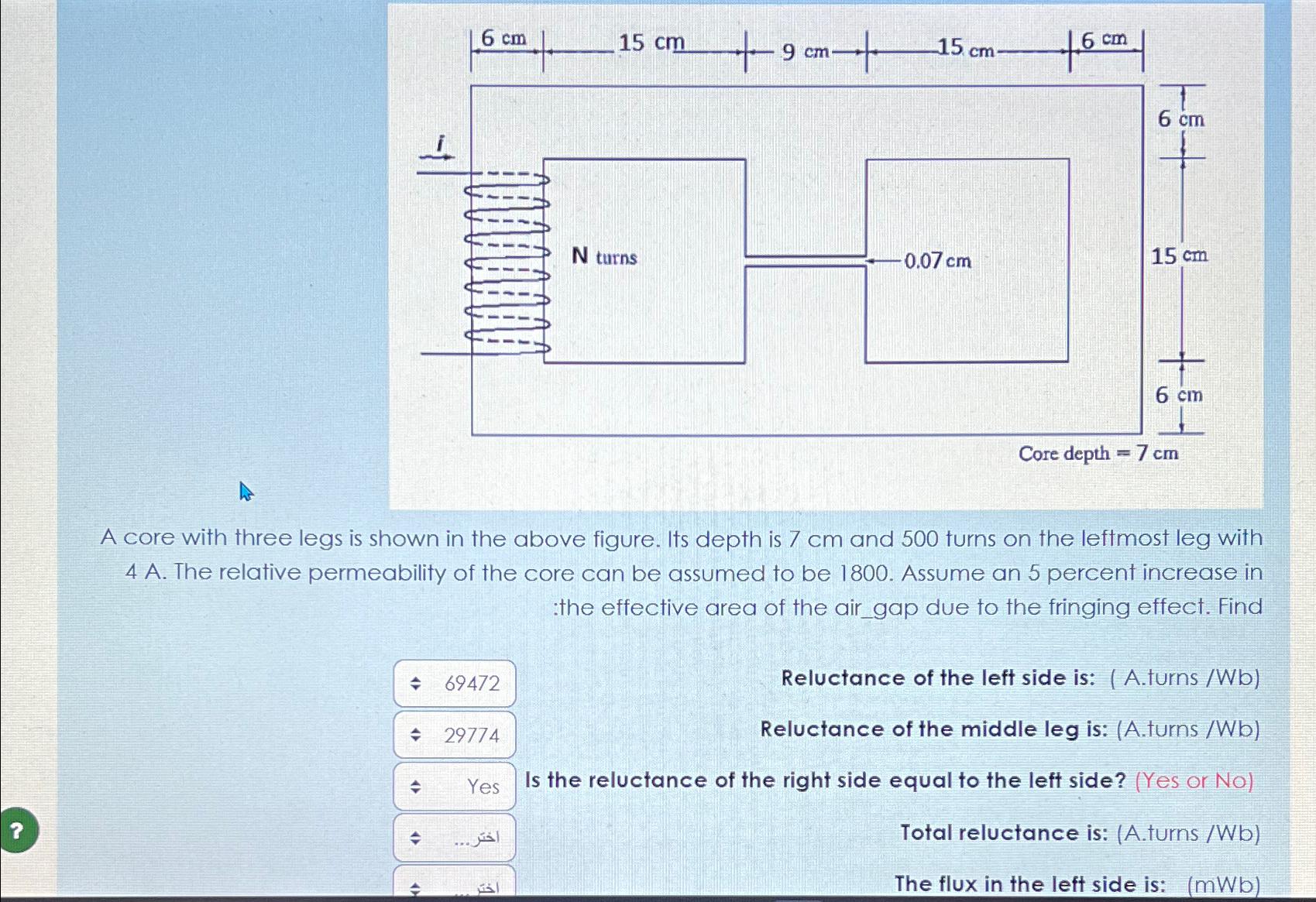 A core with three legs is shown in the above figure. | Chegg.com