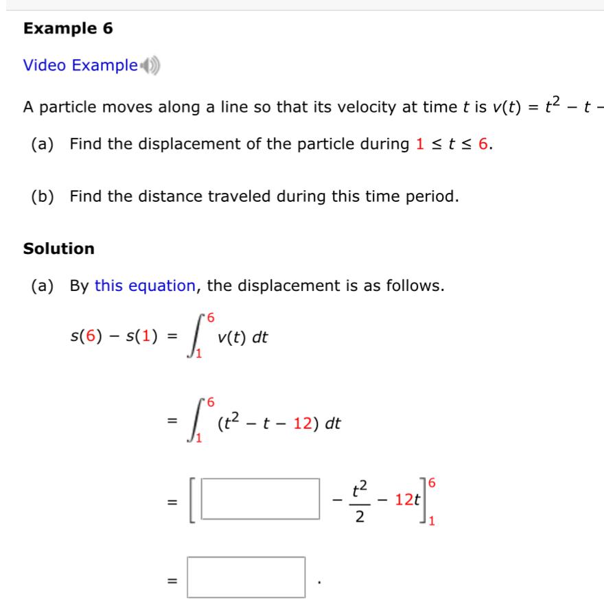 Solved Example 6Video ExampleA particle moves along a line | Chegg.com