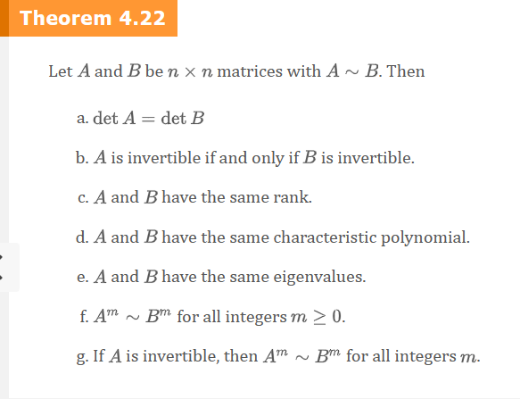 Solved Theorem 4.22Let A and B ﻿be n×n ﻿matrices with A∼B. | Chegg.com