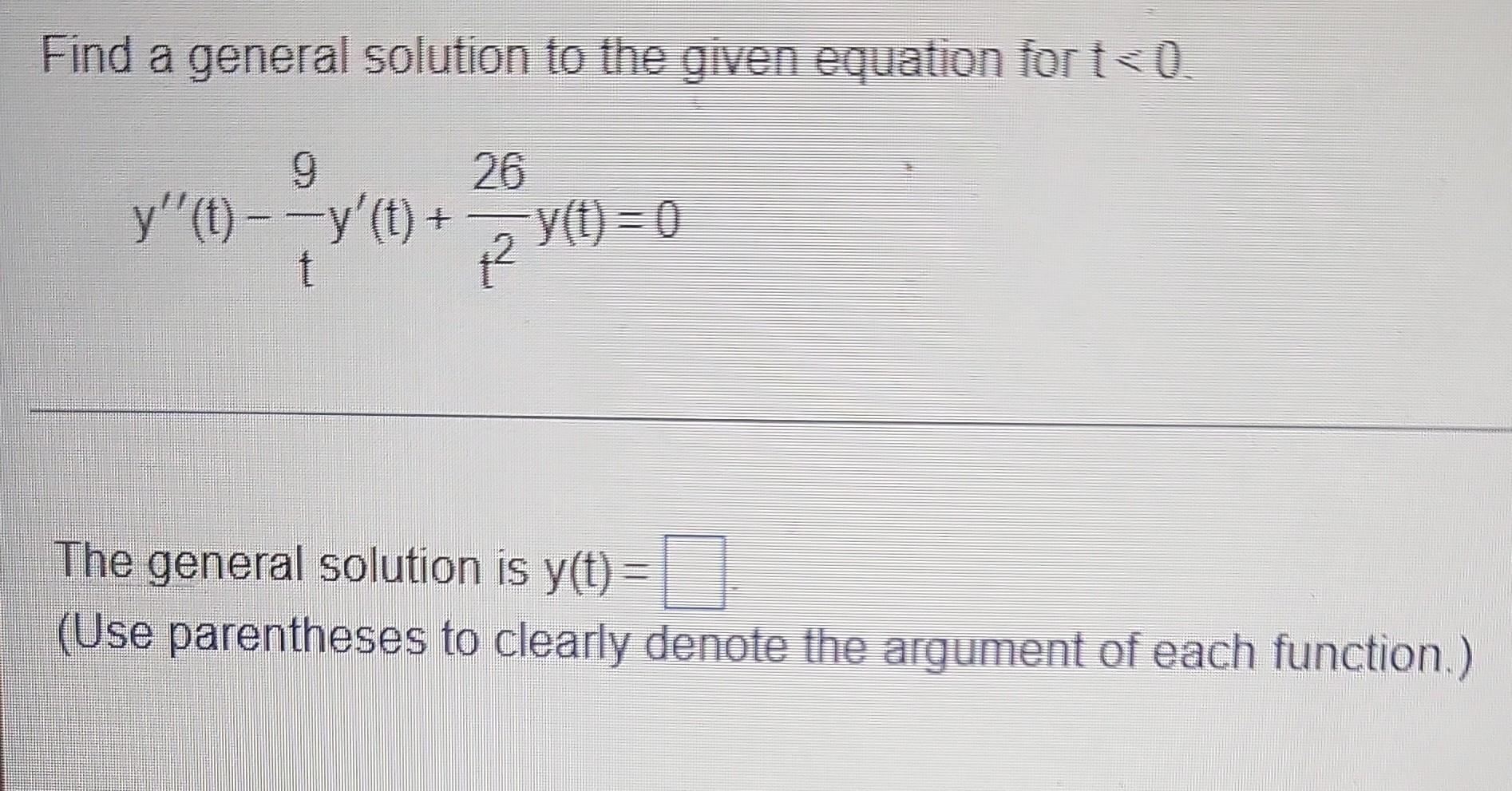 Solved Find a general solution to the given equation for | Chegg.com