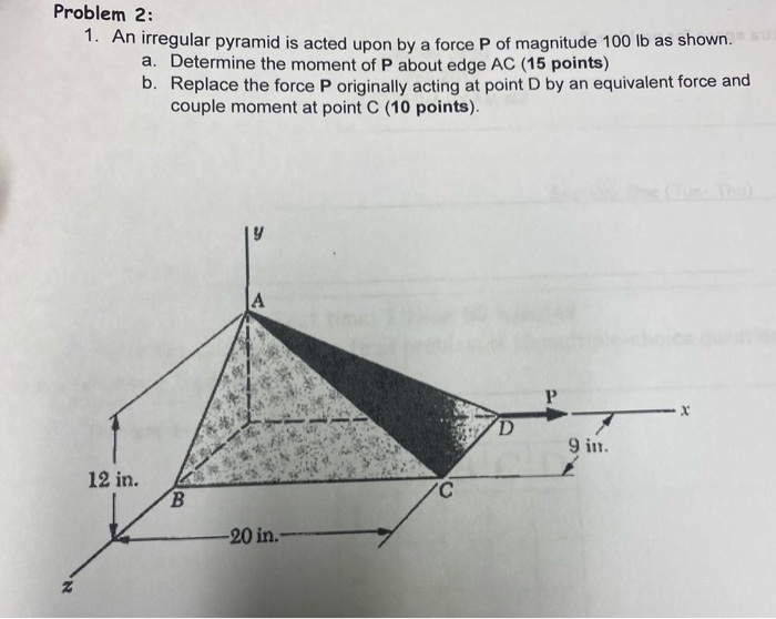 Solved Problem 2: An irregular pyramid is acted upon by a | Chegg.com