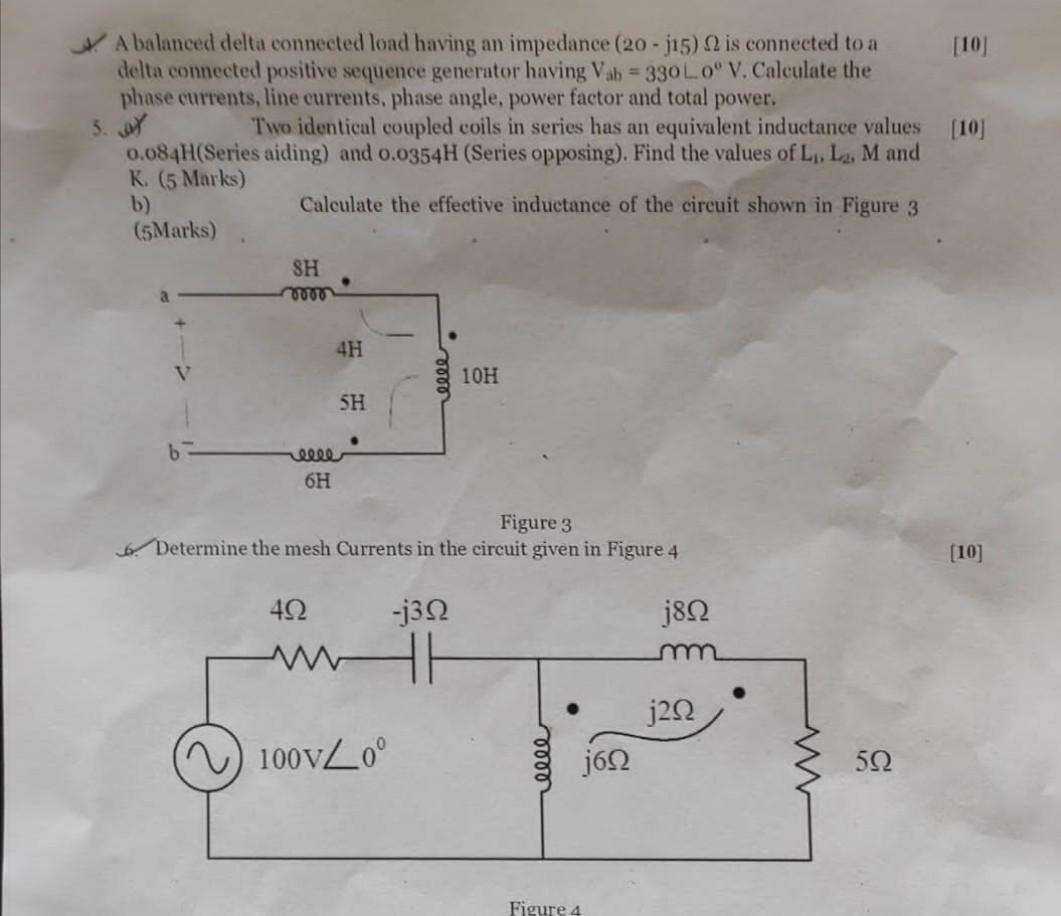 Solved [10] A balanced delta connected load having an | Chegg.com