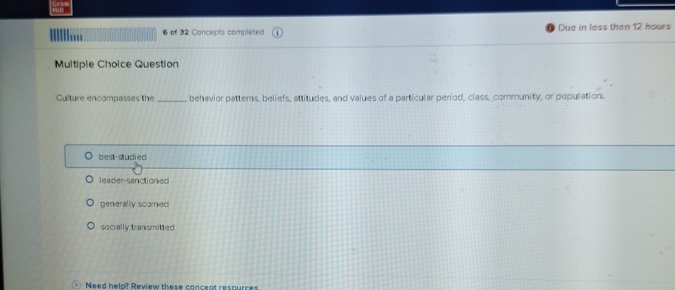 Solved GrawpinDue in less than 12 ﻿hoursMultiple Choice | Chegg.com