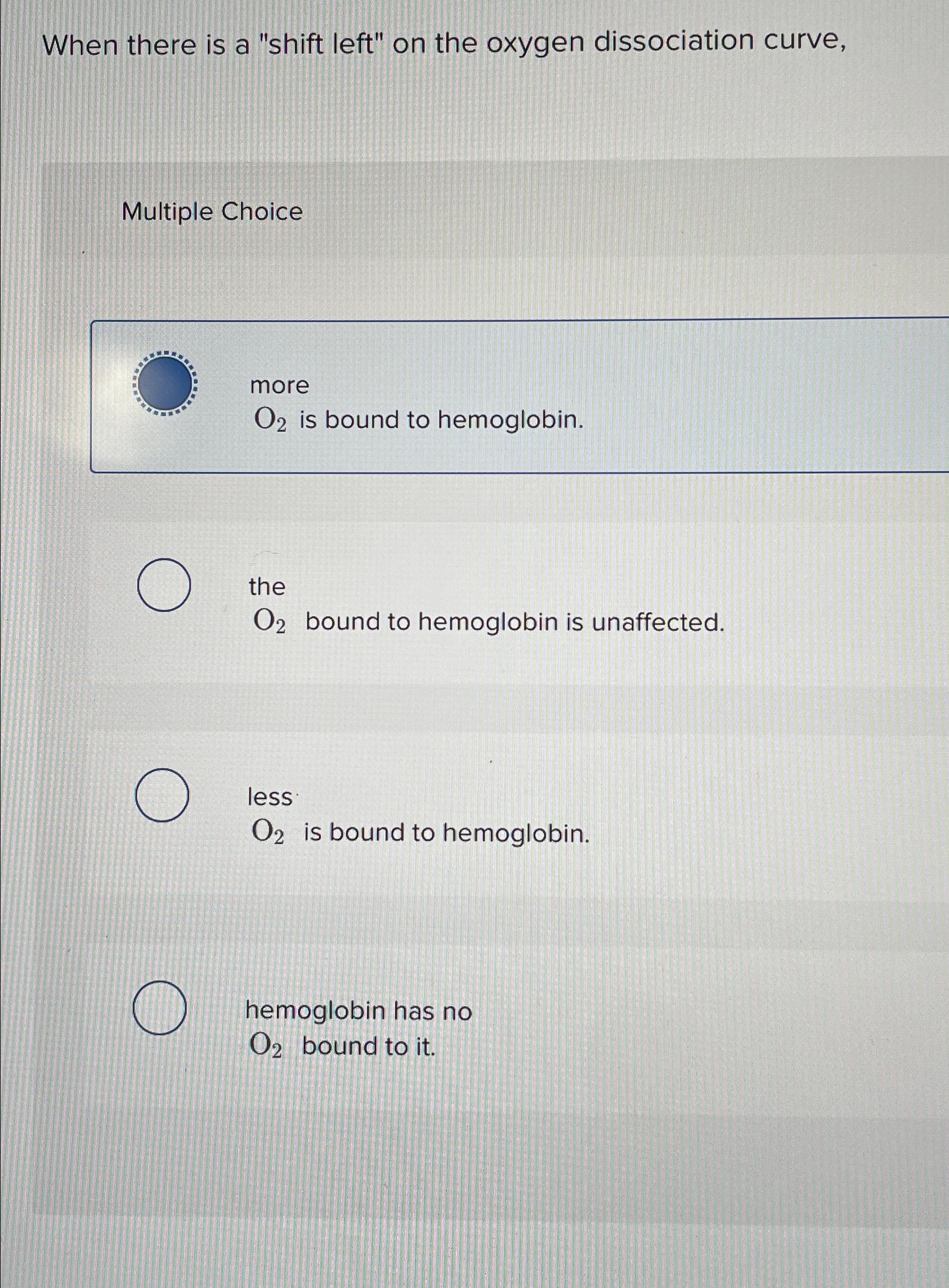 Solved When there is a "shift left" on the oxygen | Chegg.com