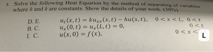 Solved Salve the following Heat Equation by the method of | Chegg.com