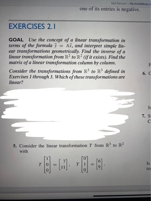 Solved GOAL Use the concept of a linear transformation in | Chegg.com