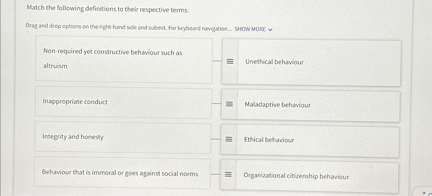 Solved Match the following definitions to their respective | Chegg.com