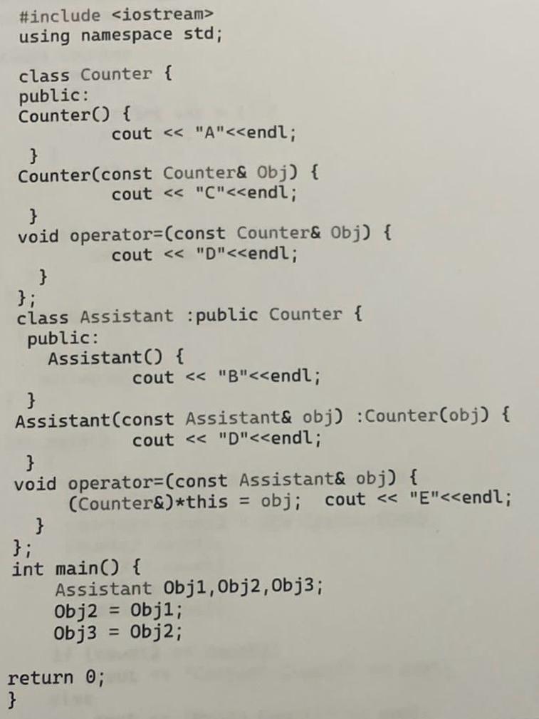 Solved #include }( ﻿Counter&)*this =obj; cout ≪ "E"