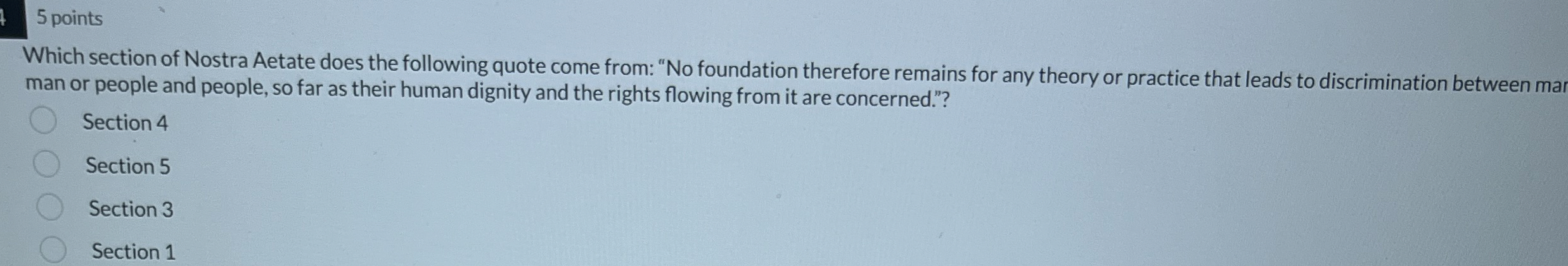 Solved 5 ﻿pointsWhich section of Nostra Aetate does the | Chegg.com