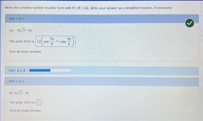 Solved Write the complex number in polar form with 0≤θ