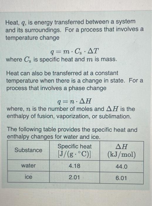 Solved Calculate the enthalpy change, ΔH, for the process in | Chegg.com