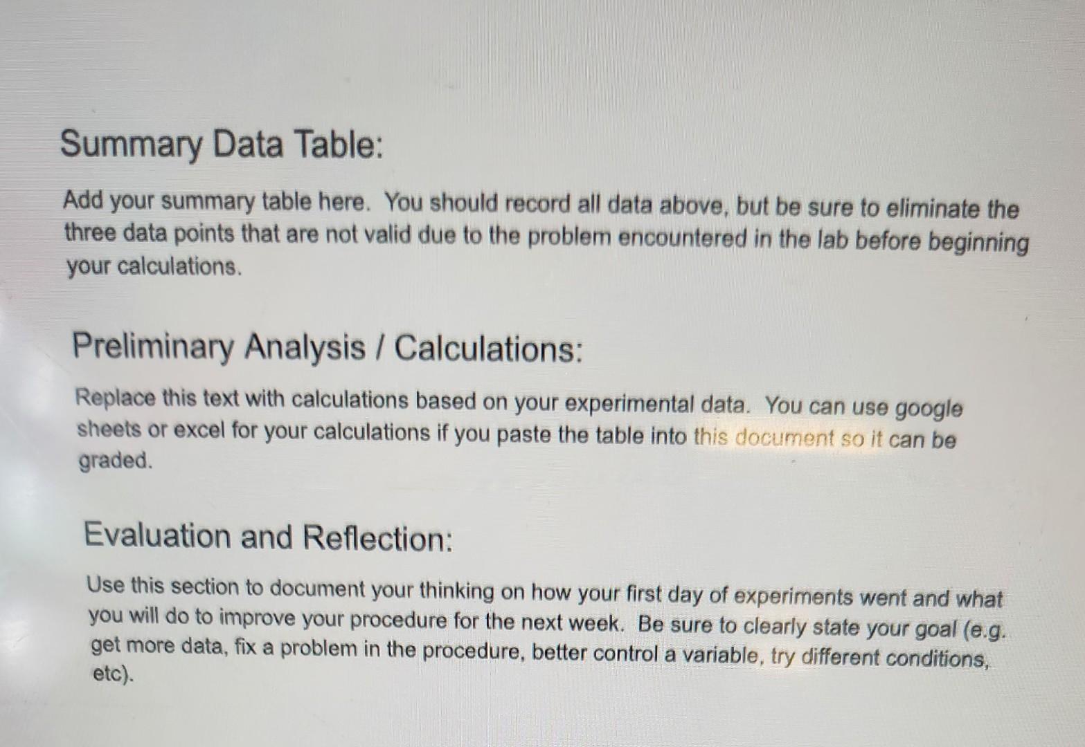 Summary Data Table: Add your summary table here. You | Chegg.com