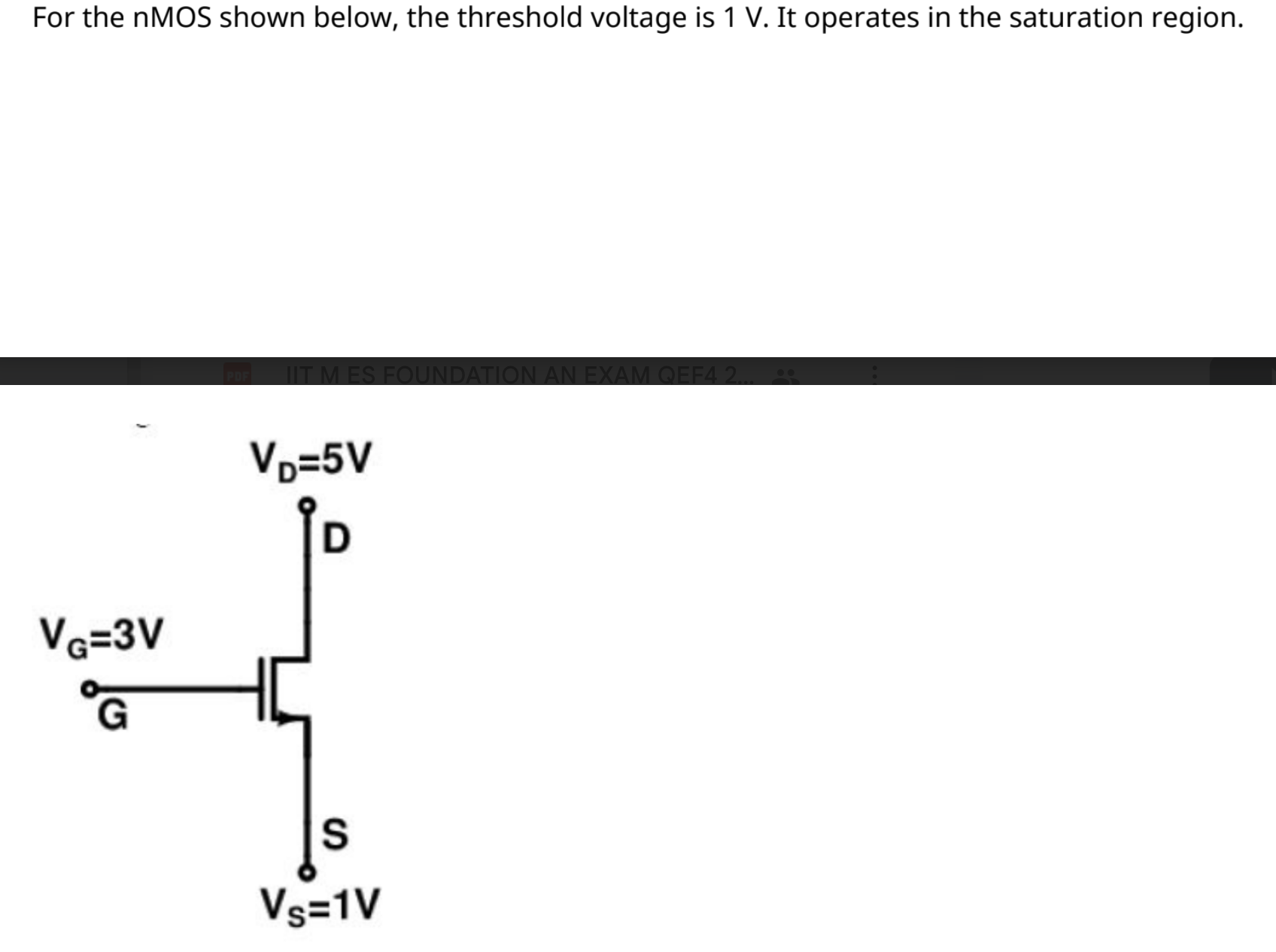 Solved For the nMOS shown below, the threshold voltage is | Chegg.com