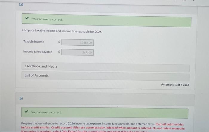 Solved Prepare the journal entry to record 2026 income tax | Chegg.com