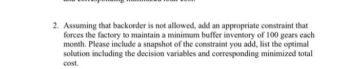 2. Assuming that backorder is not allowed, add an | Chegg.com