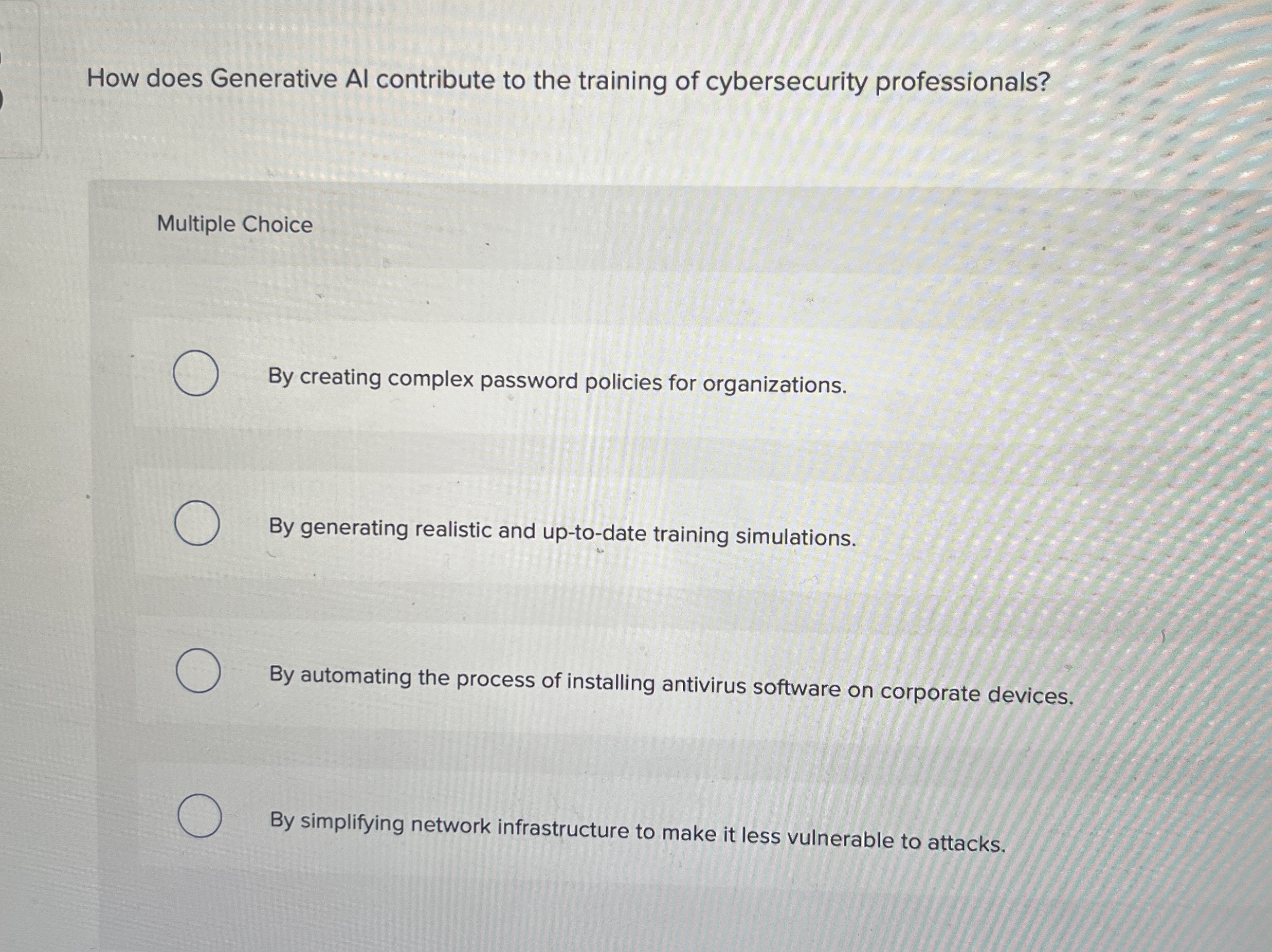Solved How does Generative Al contribute to the training of | Chegg.com