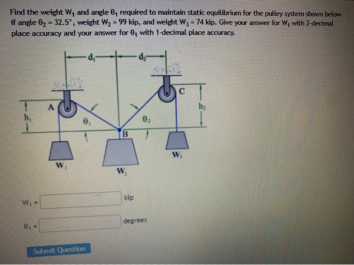 Solved Find the weight W, and angle required to maintain | Chegg.com