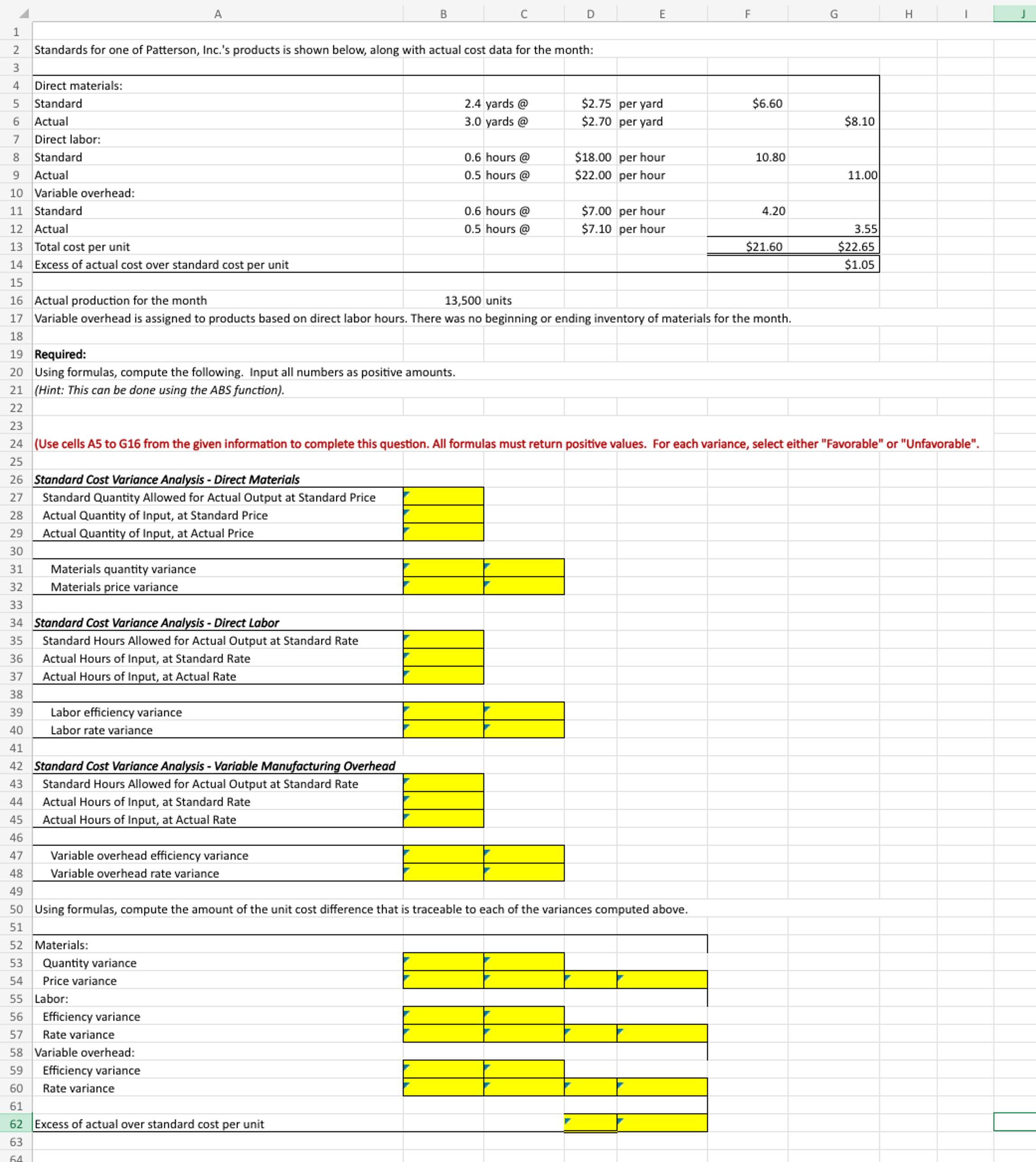 Solved Patterson, Inc. has provided details of its actual | Chegg.com