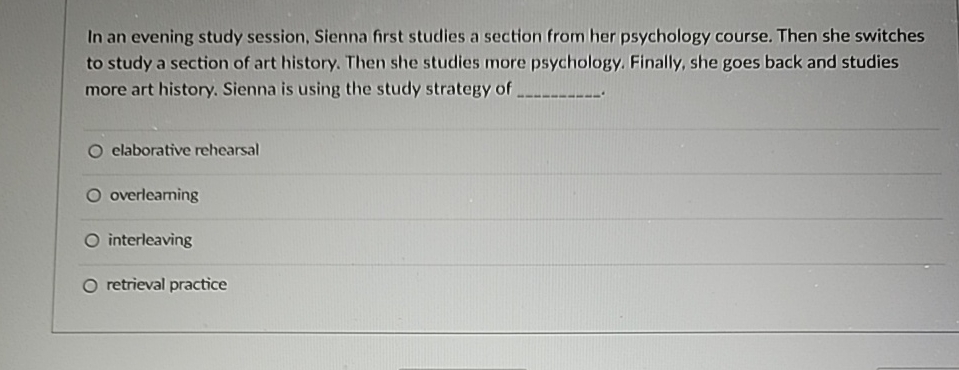 Solved In an evening study session, Sienna first studies a | Chegg.com