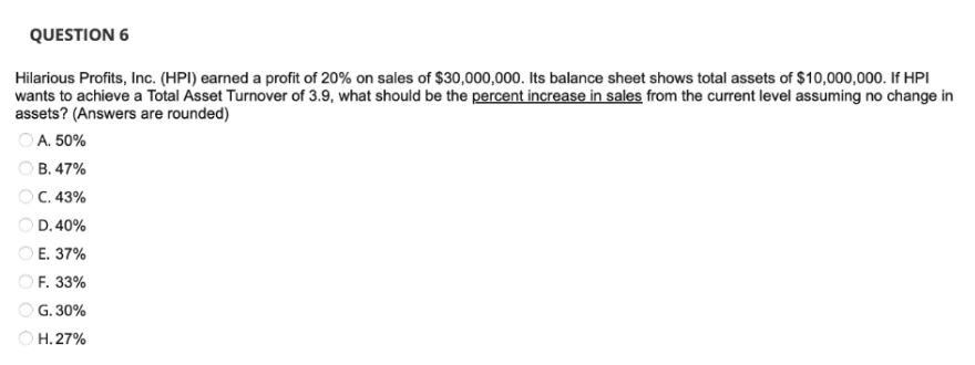 Solved QUESTION 6Hilarious Profits, Inc. (HPI) ﻿earned a | Chegg.com