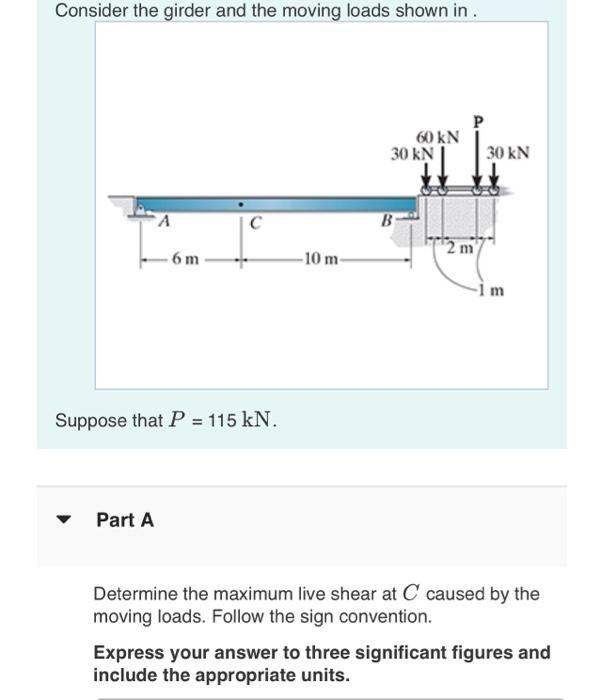 Solved Consider the girder and the moving loads shown in . | Chegg.com