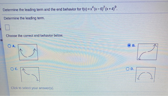 Solved Determine the leading term and the end behavior for | Chegg.com