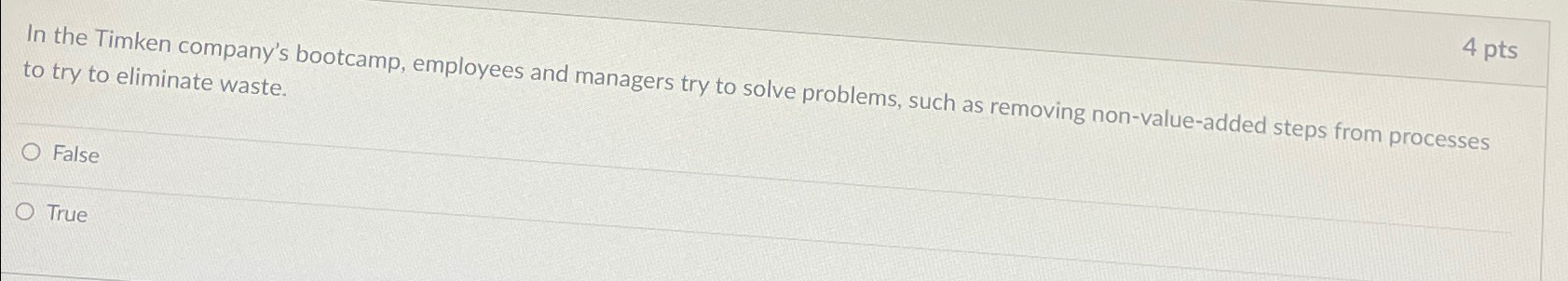 Solved In the Timken company's bootcamp, employees and | Chegg.com