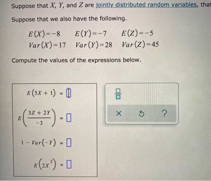 Solved Suppose that X, Y, and Z are jointly distributed | Chegg.com