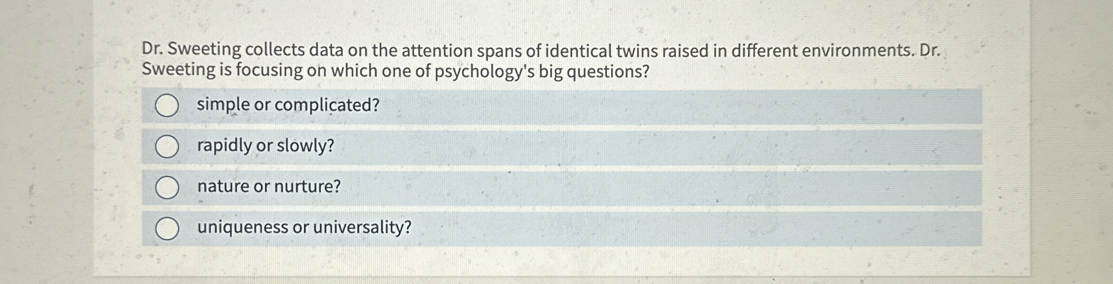 Dr. ﻿Sweeting collects data on the attention spans of | Chegg.com