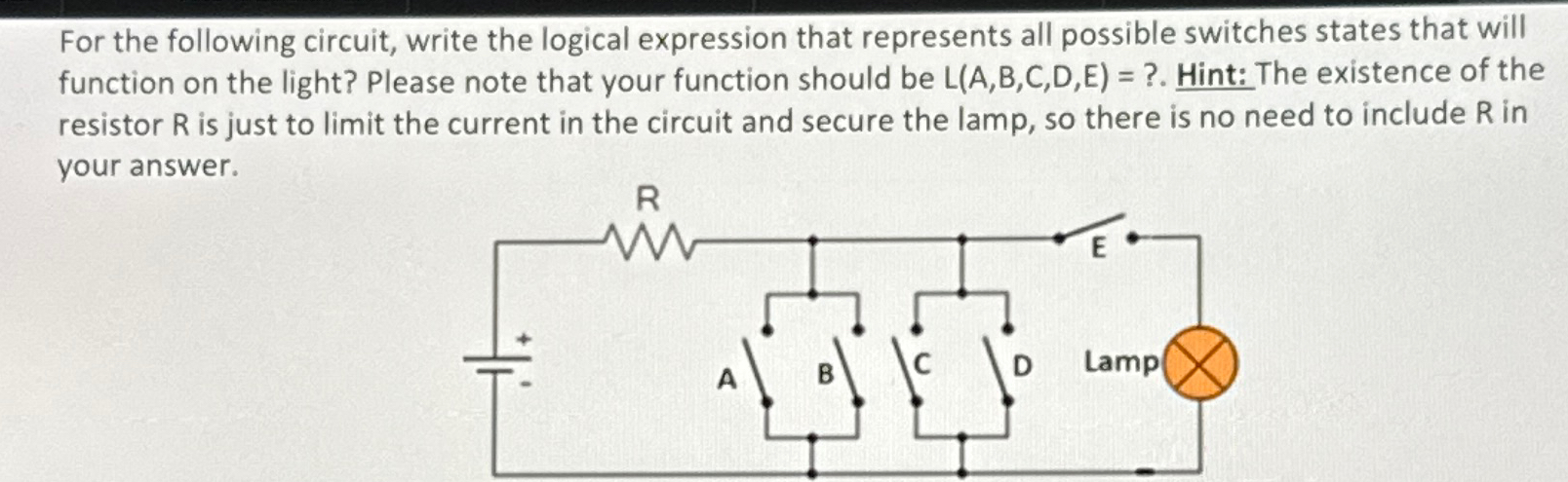 Solved For the following circuit, write the logical | Chegg.com