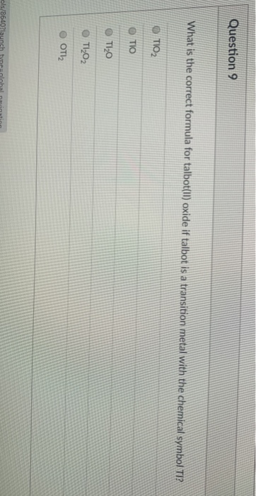 Solved Question 9 What is the correct formula for talbot(ll) | Chegg.com