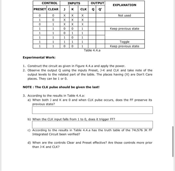 Solved EXPERIMENT OBJECTIVES : A- Getting to know JK FF, | Chegg.com