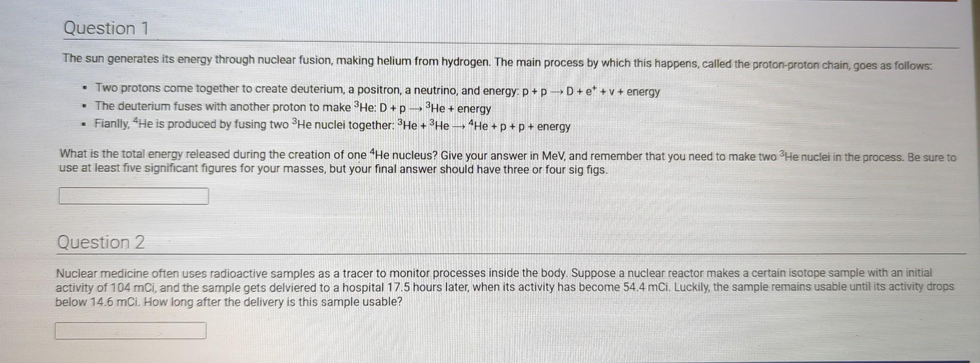 Solved The sun generates its energy through nuclear fusion, | Chegg.com