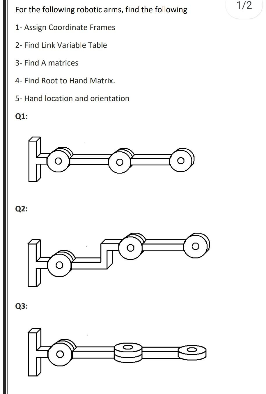Solved For the following robotic arms, find the following | Chegg.com
