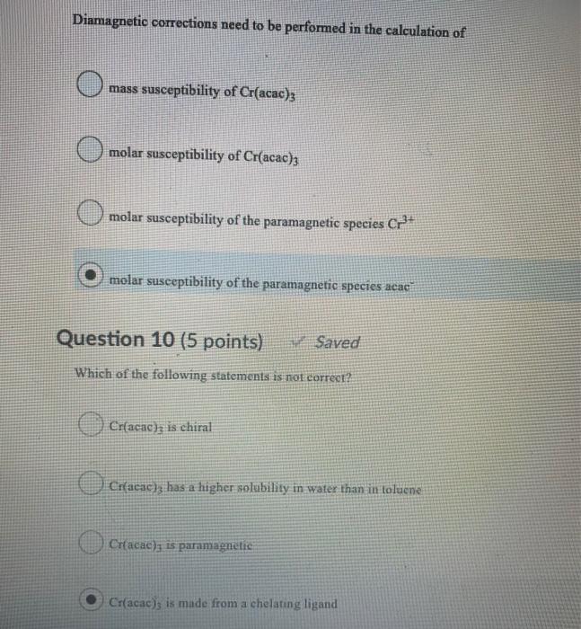 Solved Diamagnetic corrections need to be performed in the | Chegg.com