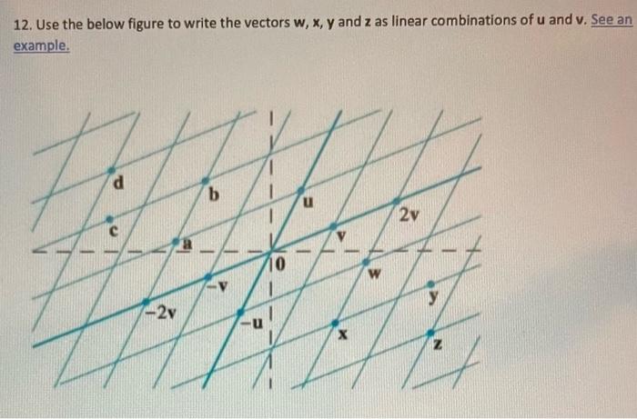 Solved 12. Use the below figure to write the vectors w,x,y | Chegg.com