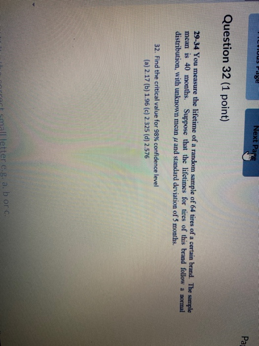 Solved Sledge Par Question 32 (1 point) 29-34 You measure | Chegg.com