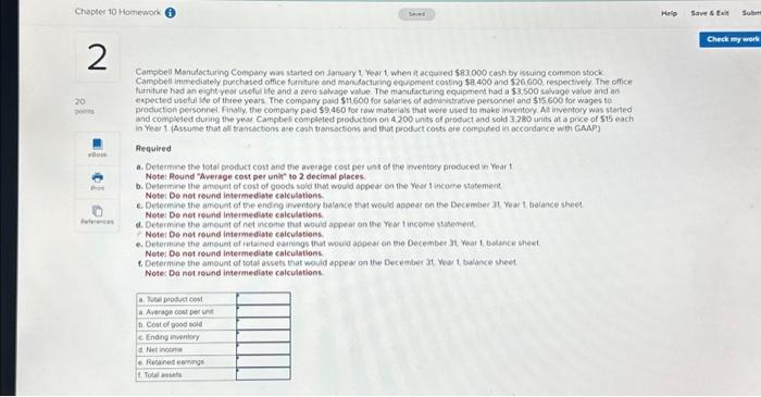 Solved Chapter 10 Homework i 2 20 points eBook Print | Chegg.com