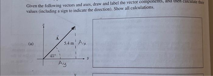Solved Given the following vectors and axes, draw and label | Chegg.com