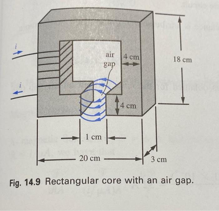 Solved Fig. 14.9 Rectangular core with an air gap.14.12 For | Chegg.com