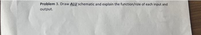 Solved Problem 3. Draw ALU schematic and explain the | Chegg.com