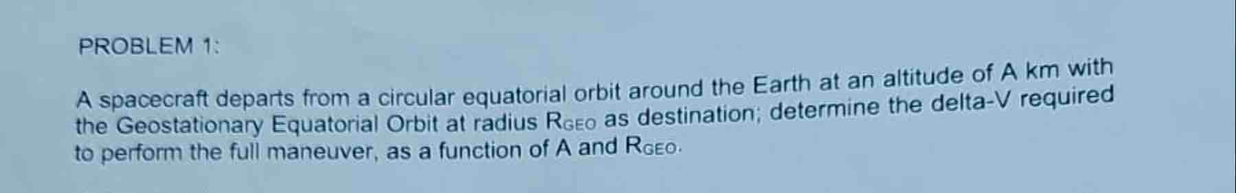 Solved A spacecraft departs from a circular equatorial orbit | Chegg.com