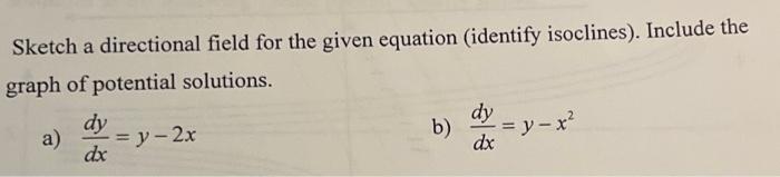 Sketch a directional field for the given equation | Chegg.com