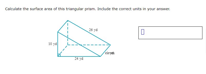 Calculate the surface area of this triangular prism. | Chegg.com