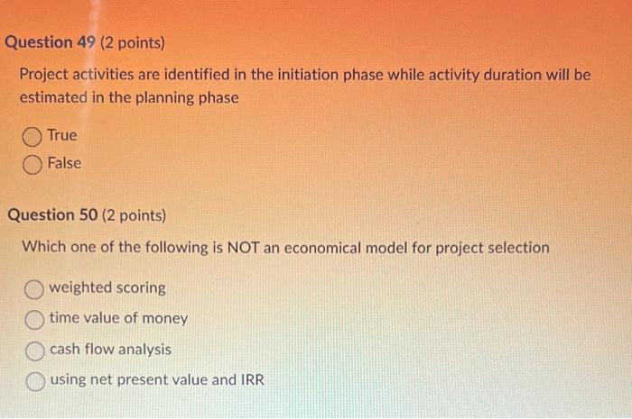 Solved Project activities are identified in the initiation | Chegg.com