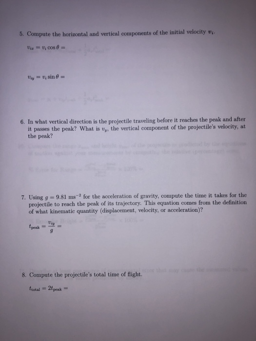 Solved Lab 1: Projectile Motion Part A For a given | Chegg.com